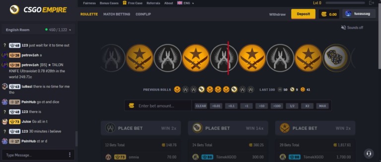 CSGOEmpire Review > Claim A Free Case > Play Games